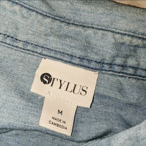 STYLUS | Tops | Stylus Denim Botton Down Boyfriend Shirt Blouse | Poshmark